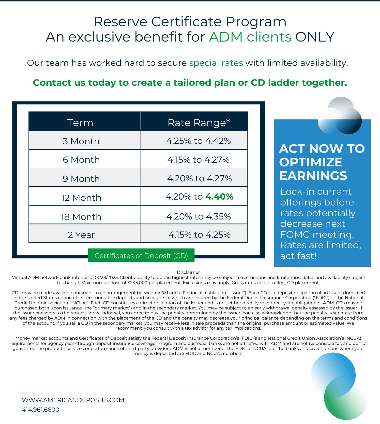 Weekly CD Rates | ADM